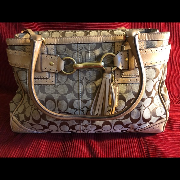 Coach | Bags | Authentic Vintage Coach Logo Print Shoulder Bag Brown ...